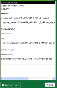 PowerBuilder – Datawindow ‘SuperSpy’ tool: Anvil of Time